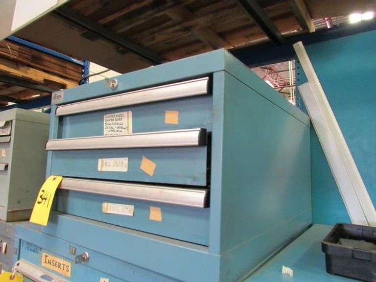 LISTA 3-DRAWER METAL TOOLING CABINET W/CONTENTS, ASSORTED COUNTER SINKS ...