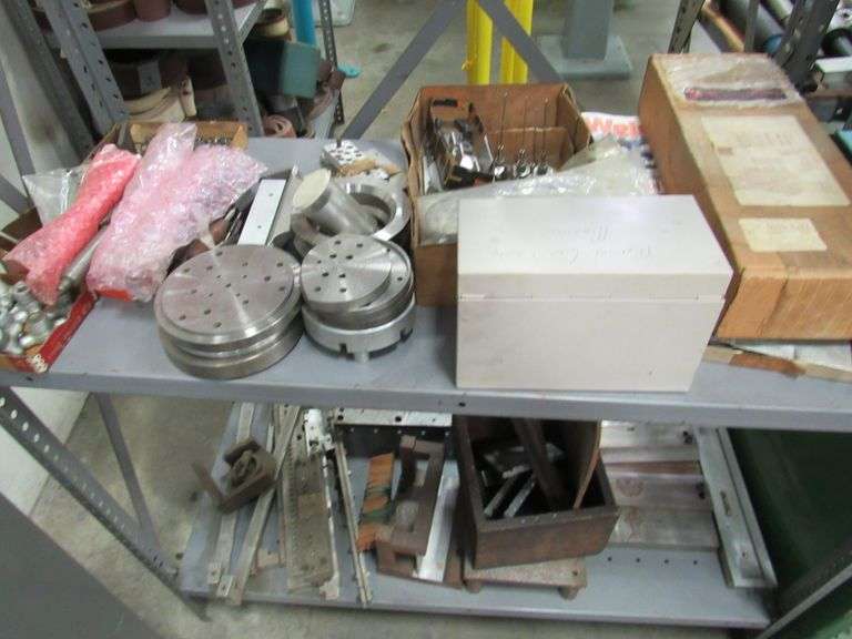 METAL WAREHOUSE SHELF APPROX. 18" X 42" X 8' TALL, W/ASSORTED TOOLING, ETC. - Rosen Systems