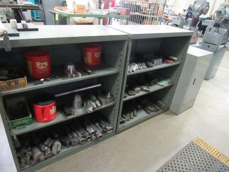 LOT, (2) METAL PARTS SHELVES, APPROX. 15" X 36" X 42" W/CONTENTS ...