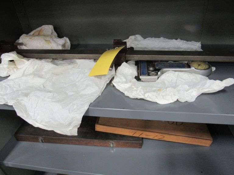 7' 2-DOOR METAL STORAGE CABINET W/(6) ASSORTED MITUTOYO MICROMETERS W ...