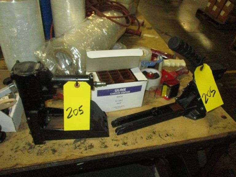 (2) LARGE METAL FRAME SHIPPING TABLES, APPROX. 4' X 8', EACH WITH ...