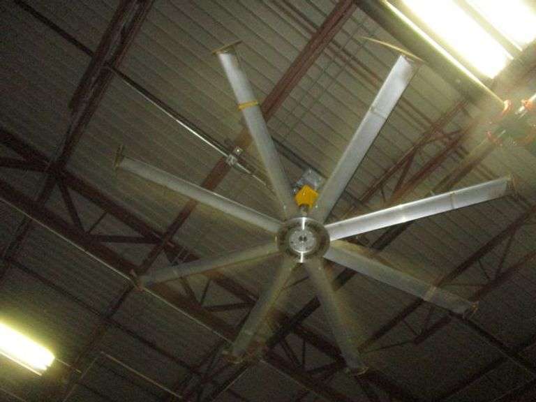 BIG ASS CEILING FAN, EST. 14' DIAMETER, PLUG-IN WITH POLE MOUNTED ...