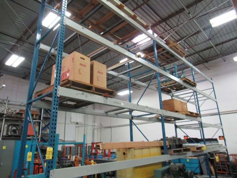 SECTION OF EMPTY PALLET RACK, APPROX. 42" X 9' X 16' TALL, BOLTED TO ...