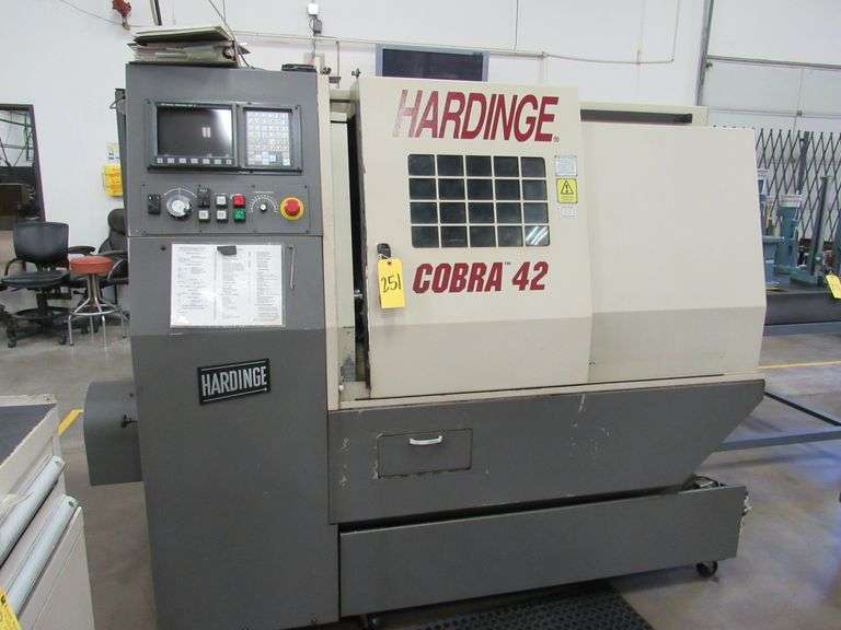 HARDINGE COBRA 42 CNC LATHE MDL. LC, S/N C-1057-T, 12-POSITION TURRET ...