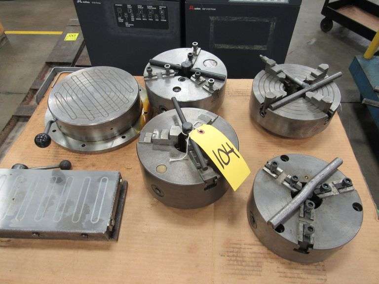 LOT OF (3) 8" 3-JAW CHUCKS, (1) 7.5" 3-JAW CHUCK, (1) BROWN & SHARPE ...