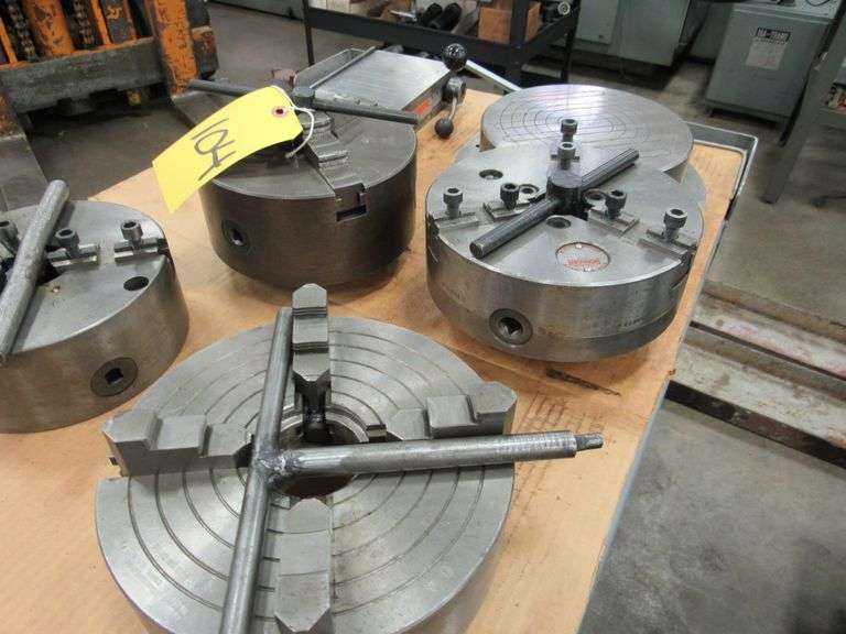 LOT OF (3) 8" 3-JAW CHUCKS, (1) 7.5" 3-JAW CHUCK, (1) BROWN & SHARPE ...