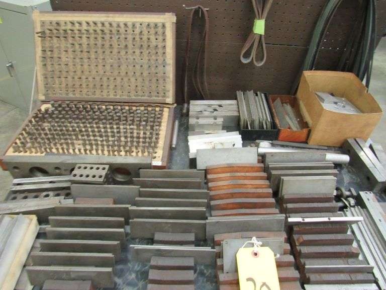 LOT, (2) METAL TABLES W/CONTENTS, ALINA ECONO PLUG GAGE SET & ASSORTED ...