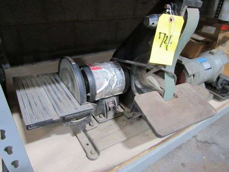 (1) 2 X 8" BELT AND DISC SANDER - DAYTON AND (1) DOUBLE END GRINDER ...