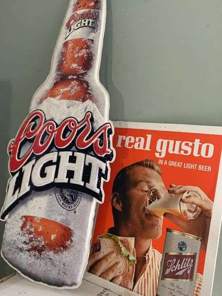 Coors and Schlitz Metal Signs - reSettled Life