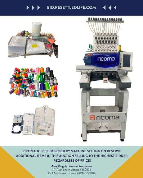 Ricoma TC-1501 Embroidery Machine and Accessories - reSettled Life