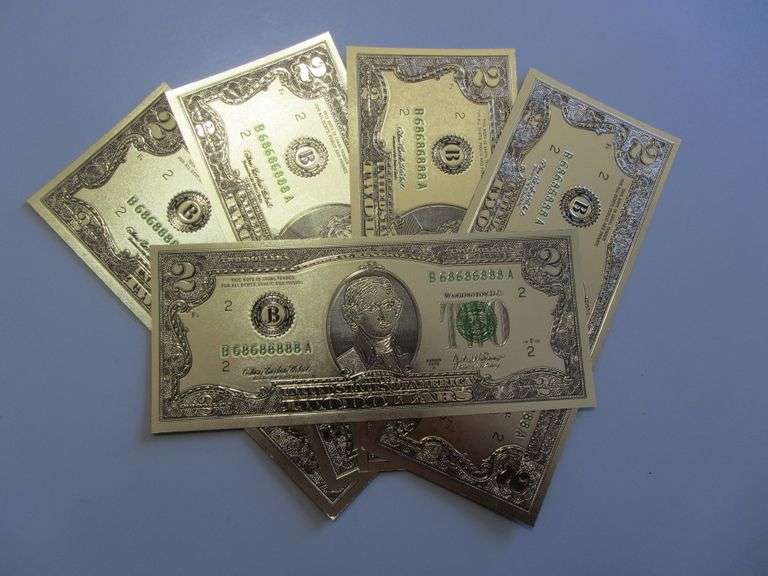 5 $2 GOLD FOIL NOTES - Star Coin and Currency, LLC