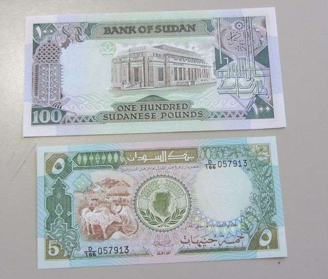 SUDAN UNCIRCULATED NOTES 100 5 POUNDS - Star Coin and Currency, LLC