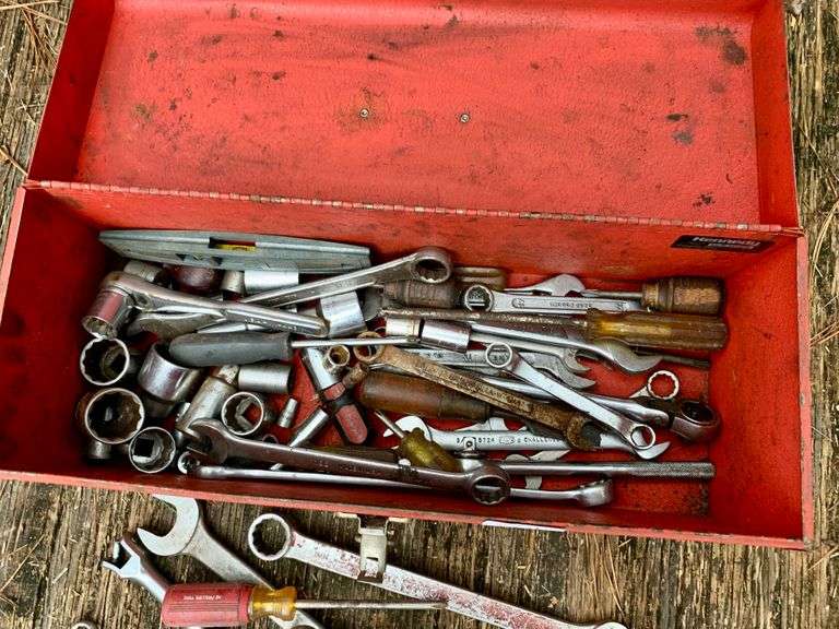Red Tool Box with Misc Tools - BHHS GA Properties Auction Group