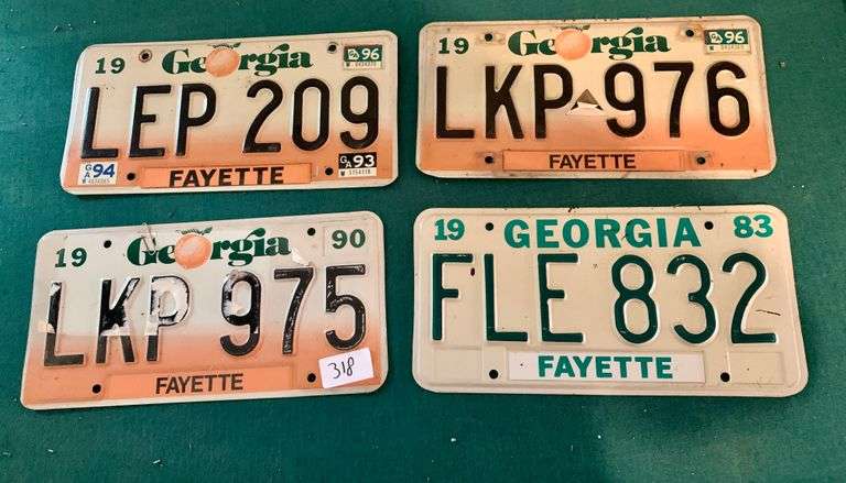 4pc 1980's & 1990's Georgia License Plates - BHHS GA Properties Auction ...