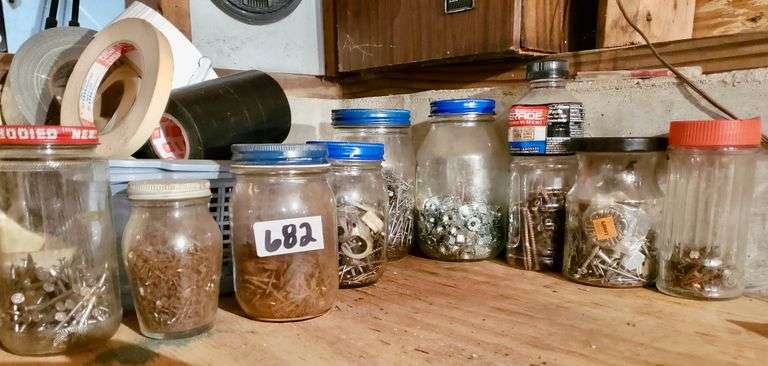 Lot of Wire Spools, Various String and Twine, Assorted Nails, Bolts ...
