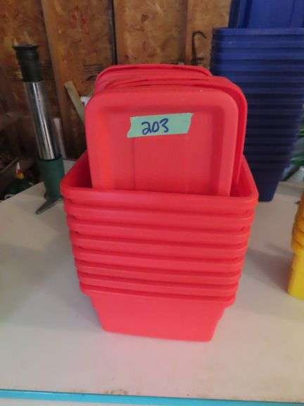Red plastic kids totes. - Schmid Auction