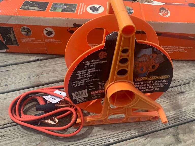 storage reel and jumper cables - Schmid Auction