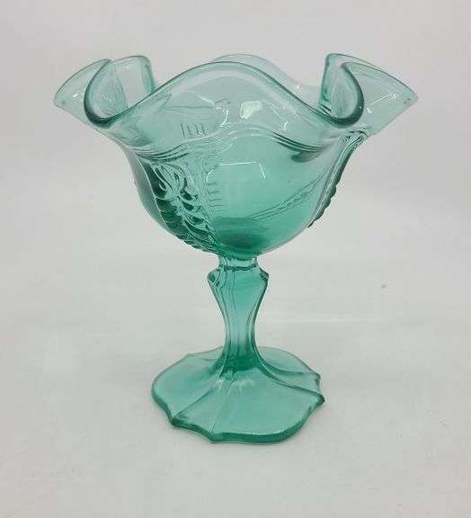 Green Fenton Glass Compote - Schmid Auction
