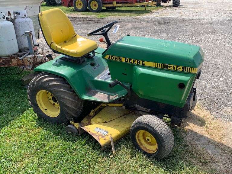 1980 John Deere 314 lawn mower, w/Kohler engine, ran when parked 5 yrs ...