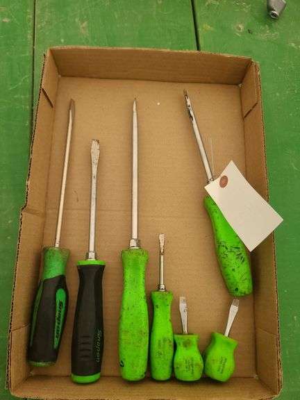Snap On 7 piece green handle screwdriver set. - Schmid Auction