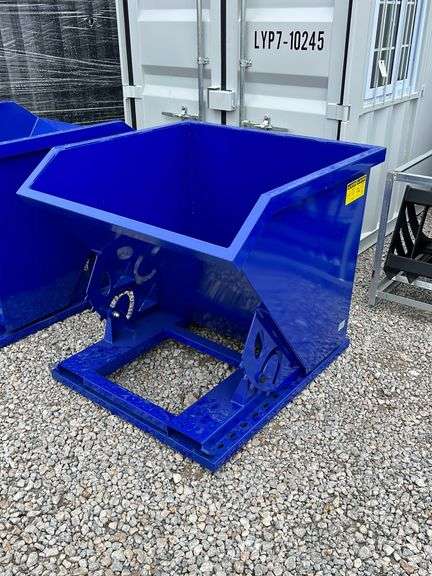 Blue Forklift Self Dumping Dumpster - Schmid Auction