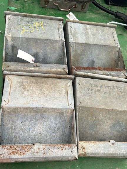 4 Galvanized metal baby pig creep feeders, 14" tall x 12" wide x 6 ...