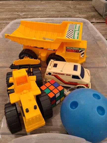 Dump Truck, Bowling ball, wheel loader, and thunder van - Schmid Auction