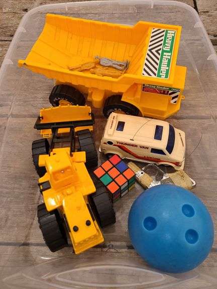 Dump Truck, Bowling ball, wheel loader, and thunder van - Schmid Auction