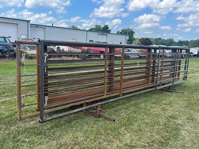 9 New 24 Free Standing H.D Pipe Gate, with 1 24ft gate with 8 foot ...