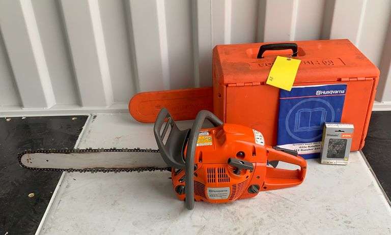 Husqvarna 455 Rancher chainsaw w/ case - Schneider Auctioneers LLC