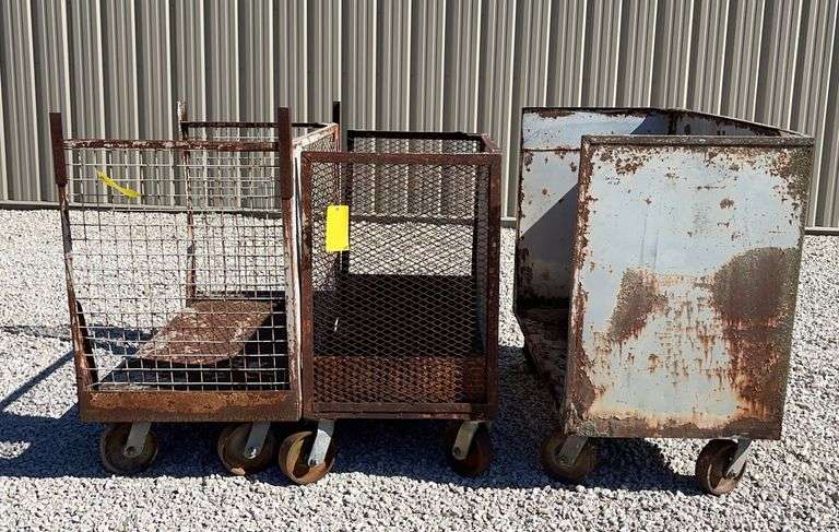 3 steel rolling factory carts - Schneider Auctioneers LLC