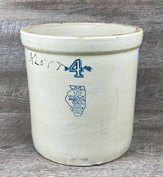 White Hall 4 gal crock jar - Schneider Auctioneers LLC