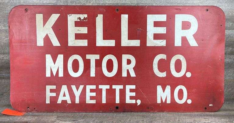 Keller Motors metal sign - Schneider Auctioneers LLC