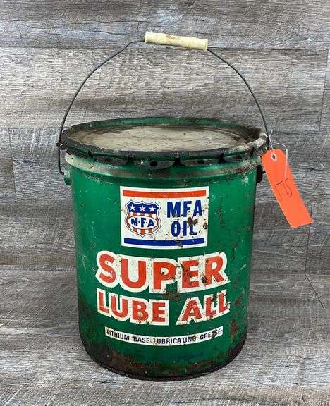 Vintage MFA 5 gallon grease can - Schneider Auctioneers LLC