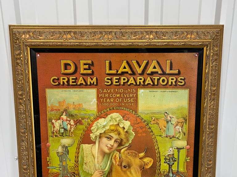 De Laval cream separator framed metal sign - Schneider Auctioneers LLC