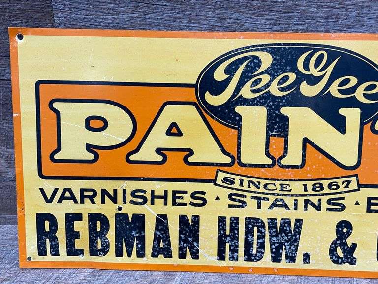 Reproduction Pee Gee Paints metal sign - Schneider Auctioneers LLC