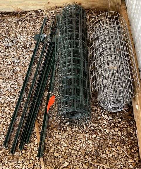 Small rolls of woven wire fence & 6 posts - Schneider Auctioneers LLC