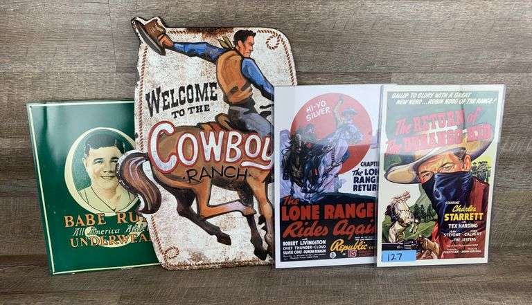 Group of repro signs and ads - Schneider Auctioneers LLC