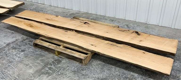 2 rough cut live edge oak lumber slabs - Schneider Auctioneers LLC