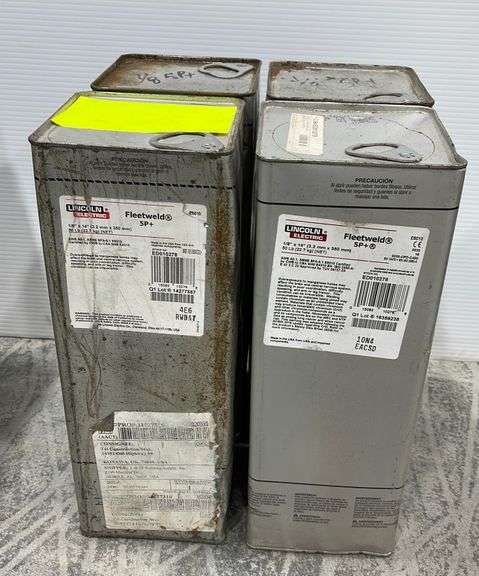 4- 50 lb. cans of 5P+ 1/8" welding rods - Schneider Auctioneers LLC
