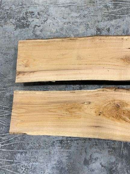 2 rough cut live edge oak lumber slabs - Schneider Auctioneers LLC