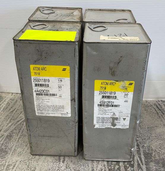 4- 50 lb. cans of 1/8" welding rods - Schneider Auctioneers LLC