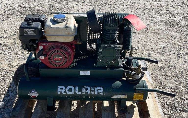 Rolair gas powered air compressor - Schneider Auctioneers LLC