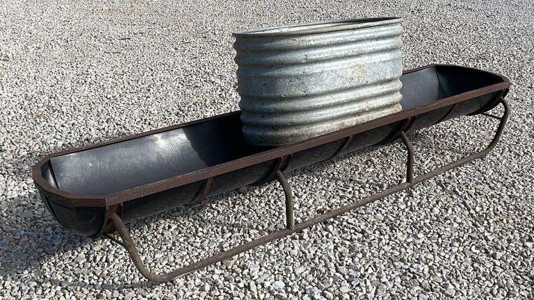Poly/steel feeder & galv. water trough - Schneider Auctioneers LLC