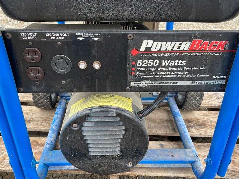 Power Back 5250 watt generator - Schneider Auctioneers LLC