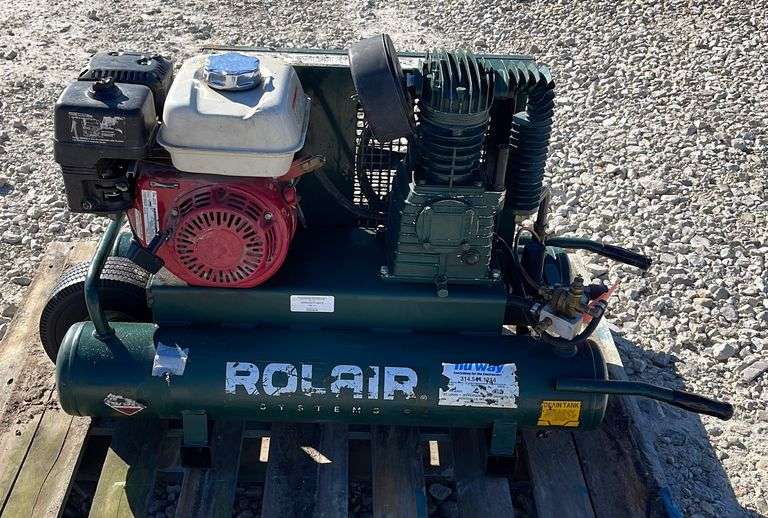 Rolair gas powered air compressor - Schneider Auctioneers LLC