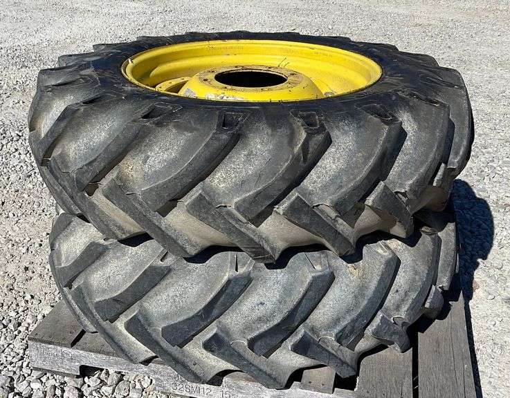 Pair Of 13 6 28 Tractor Tires On JD Rims Schneider Auctioneers LLC