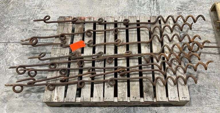 8 antique iron horse picket stakes - Schneider Auctioneers LLC