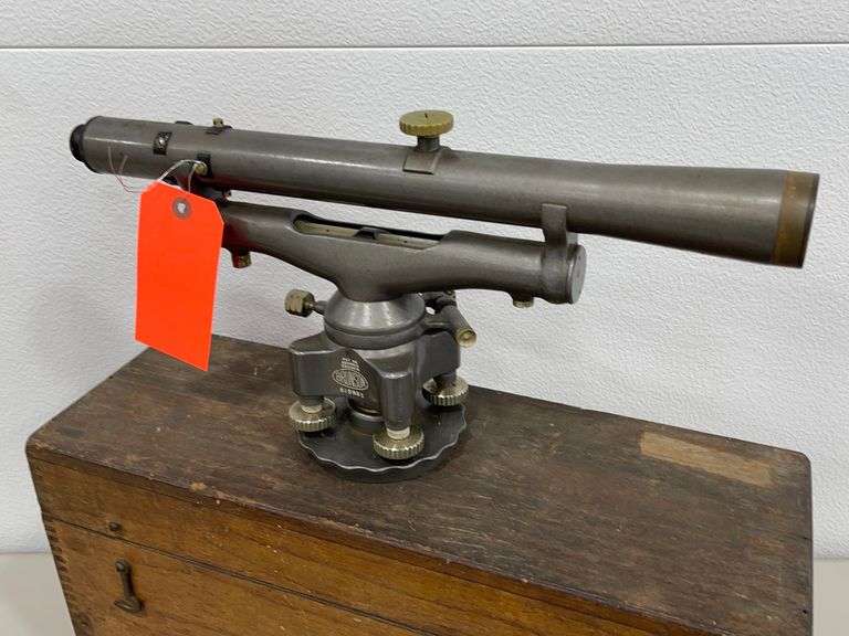 Antique Brunson survey tool w/ tripod & gauge - Schneider Auctioneers LLC