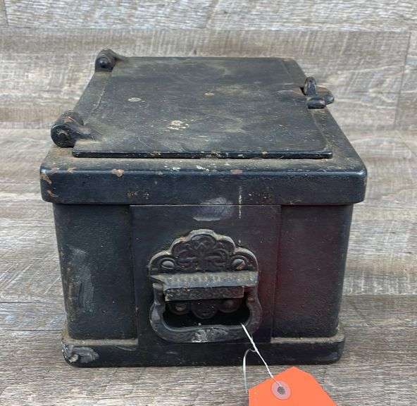 Antique iron lockbox - Schneider Auctioneers LLC